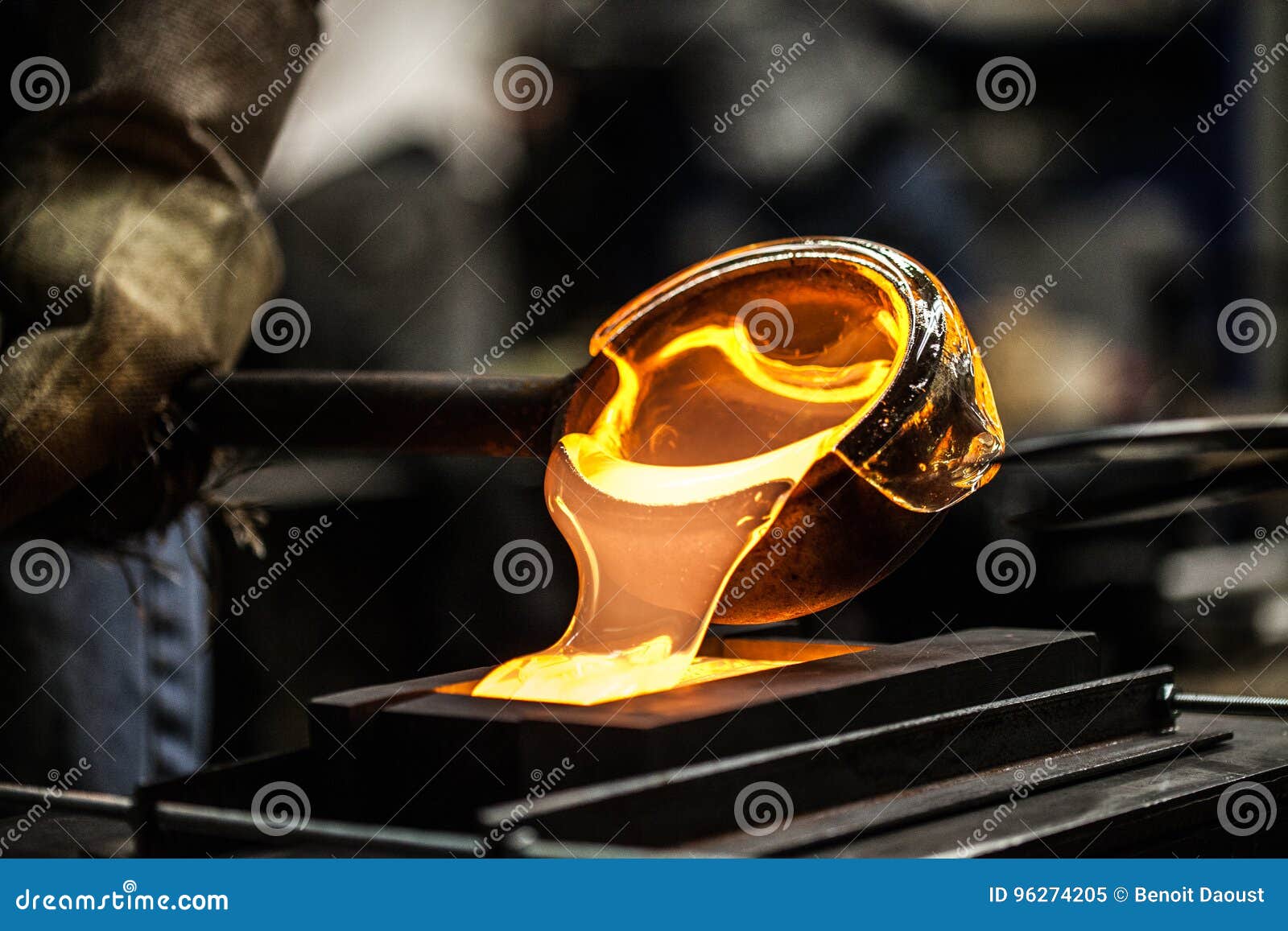 Pouring Melted Glass into Graphite Mold Stock Image - Image of shaping ...