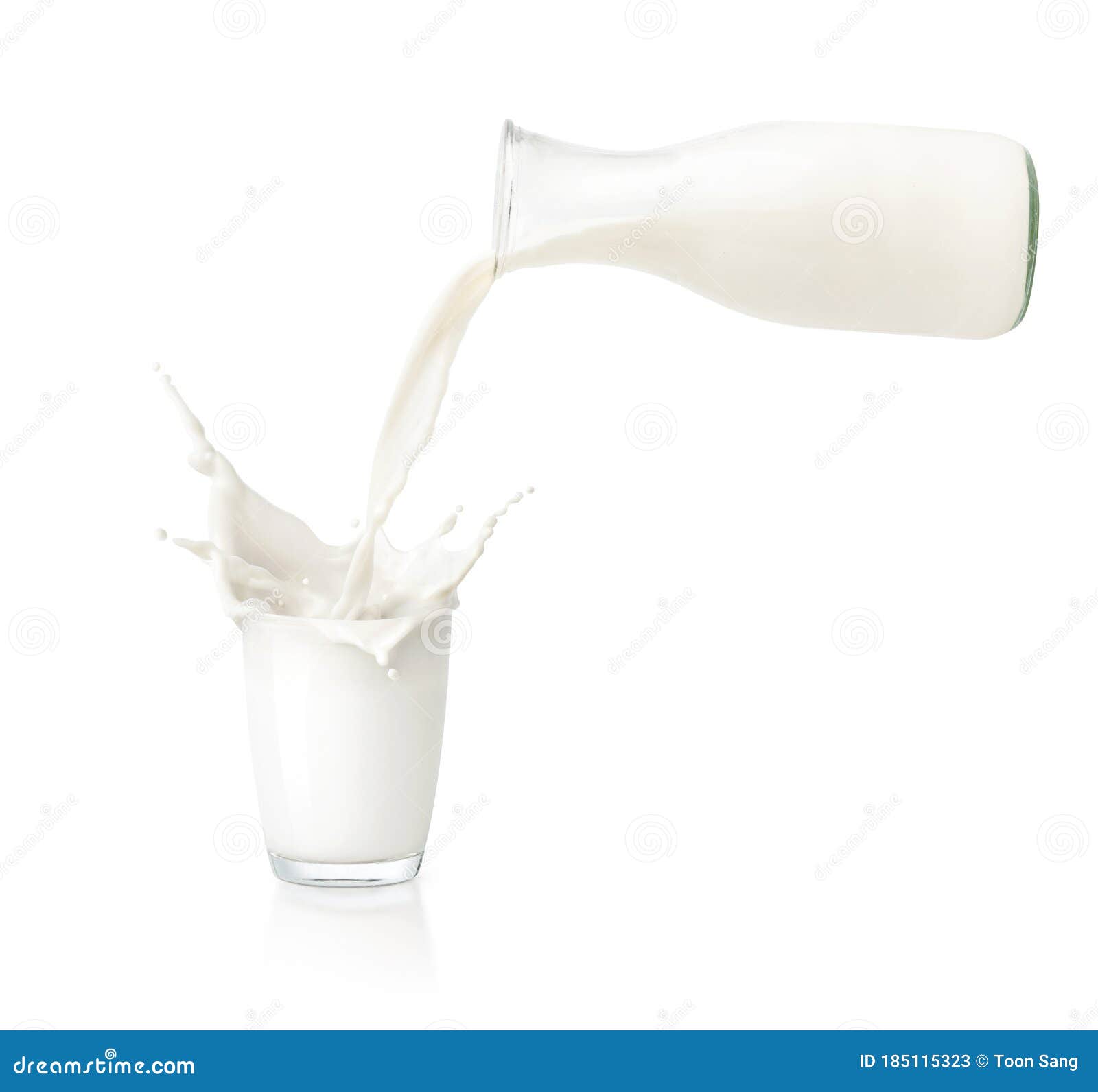 Pouring Milk from a Bottle into the Glass with Splashing Stock Image ... Pouring Milk from a Bottle into the Glass with Splashing Stock Image ...