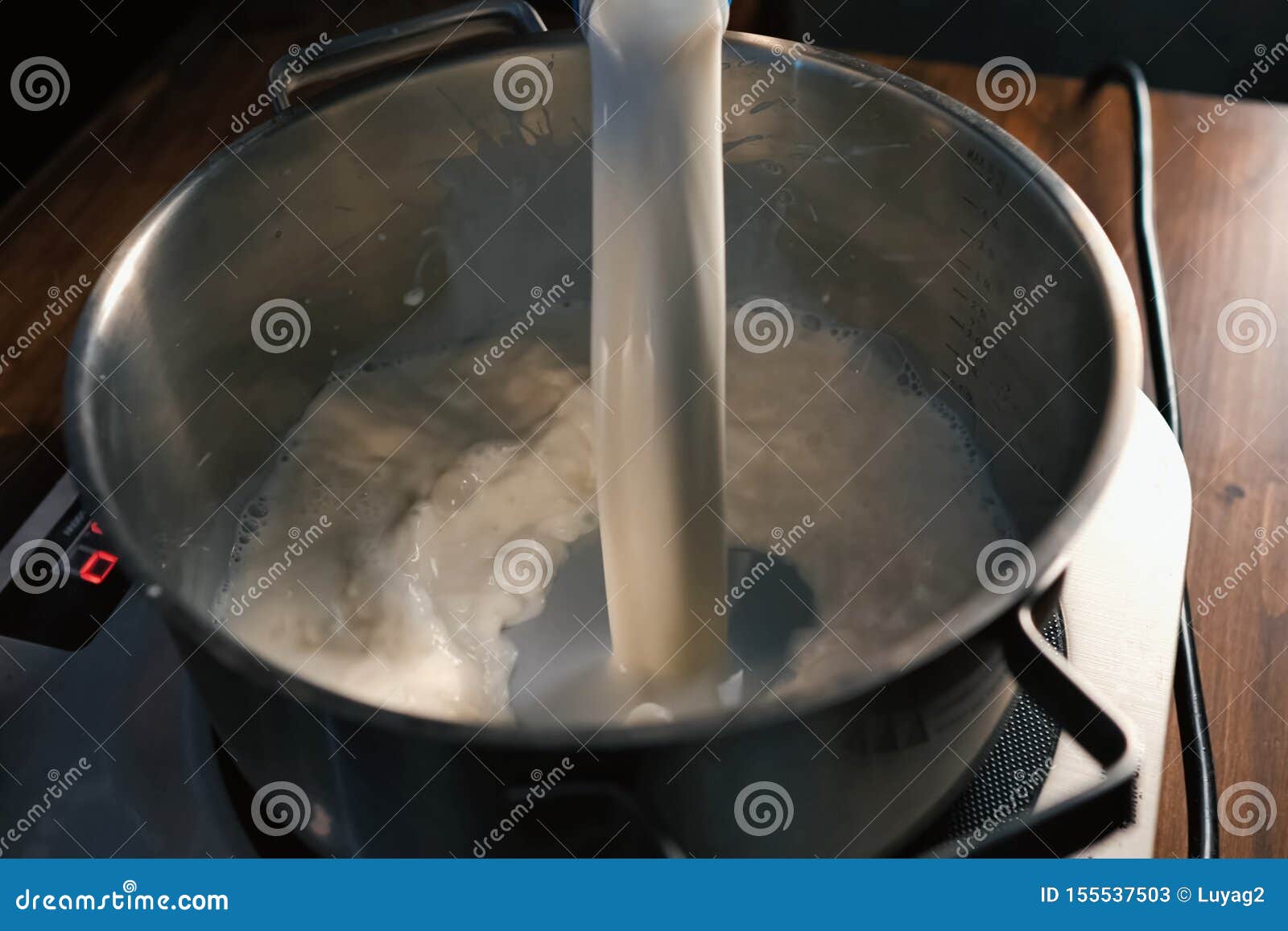 Pouring Milk into the Pan on Scales Stock Image - Image of microwave ...