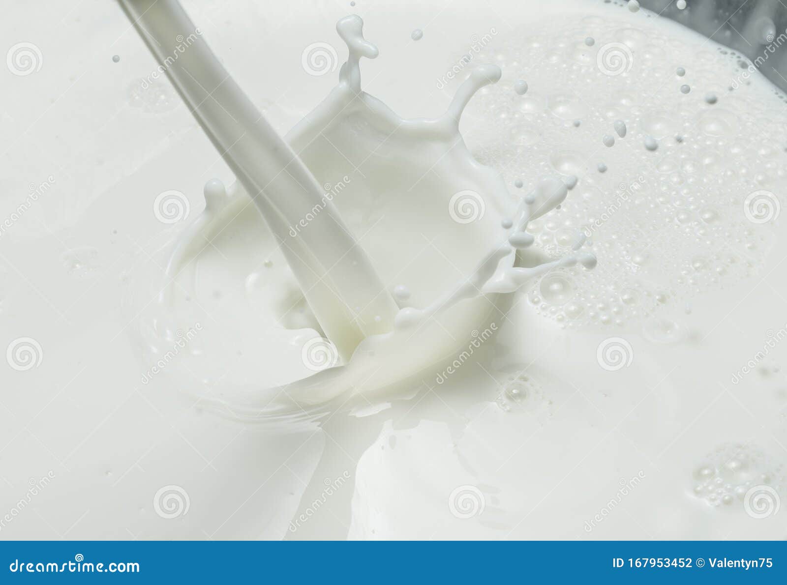 Pouring Milk and Milk Splash. Close-up Stock Photo - Image of white ...