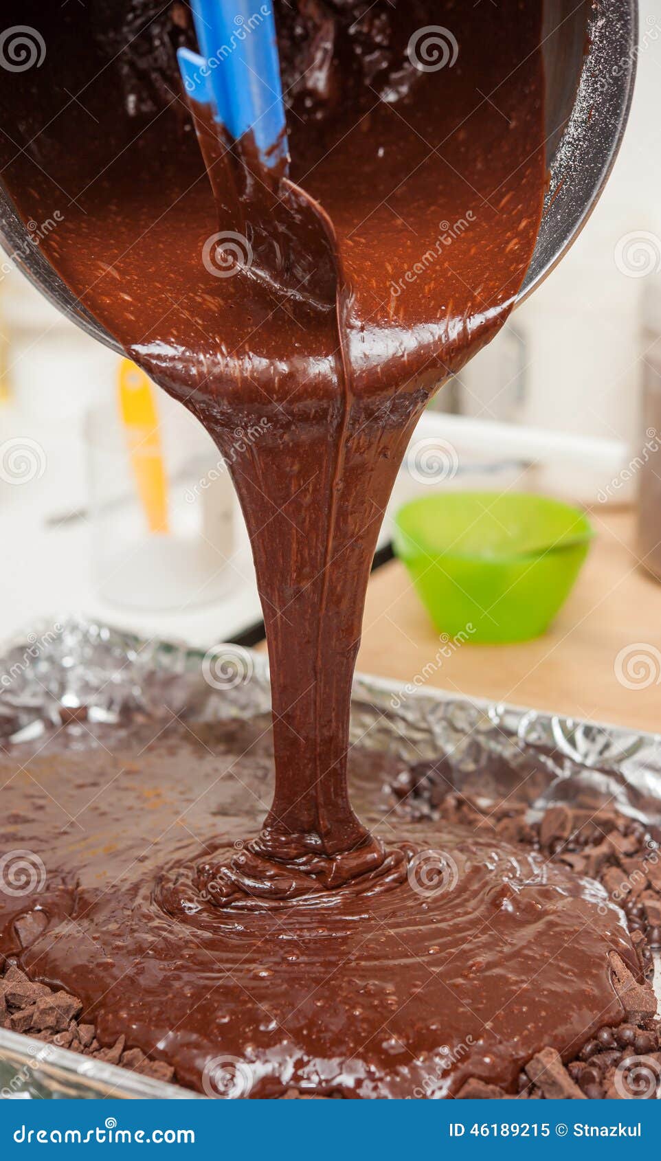Pouring Mixture of Chocolate Eggs and Flour Stock Image - Image of cook ...