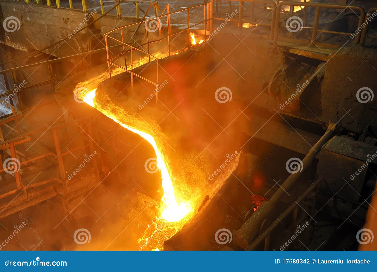 Pouring molten steel stock photo. Image of metal, factory - 17680342