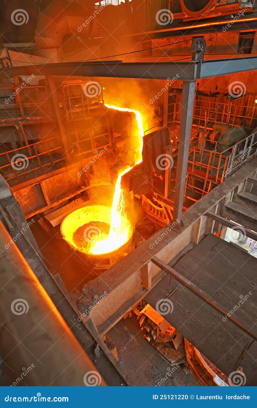Pouring molten steel stock photo. Image of factory, furnace - 25121220