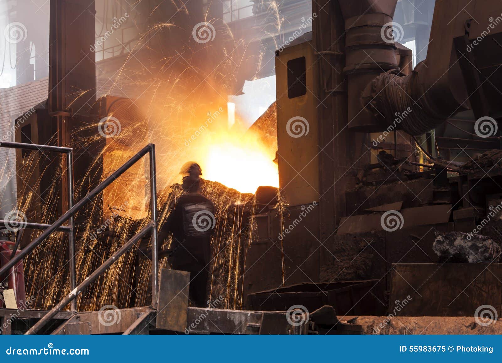 Pouring of Molten Steel stock image. Image of furnace - 55983675
