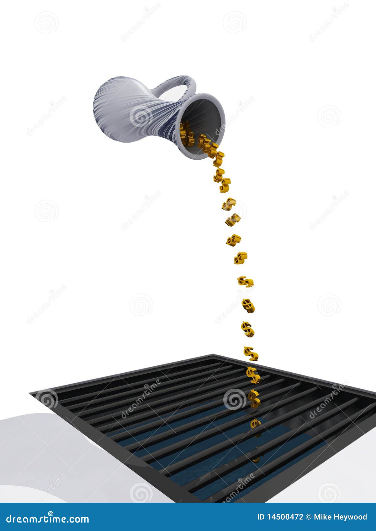 Pouring Money Down the Drain Stock Illustration - Illustration of ...