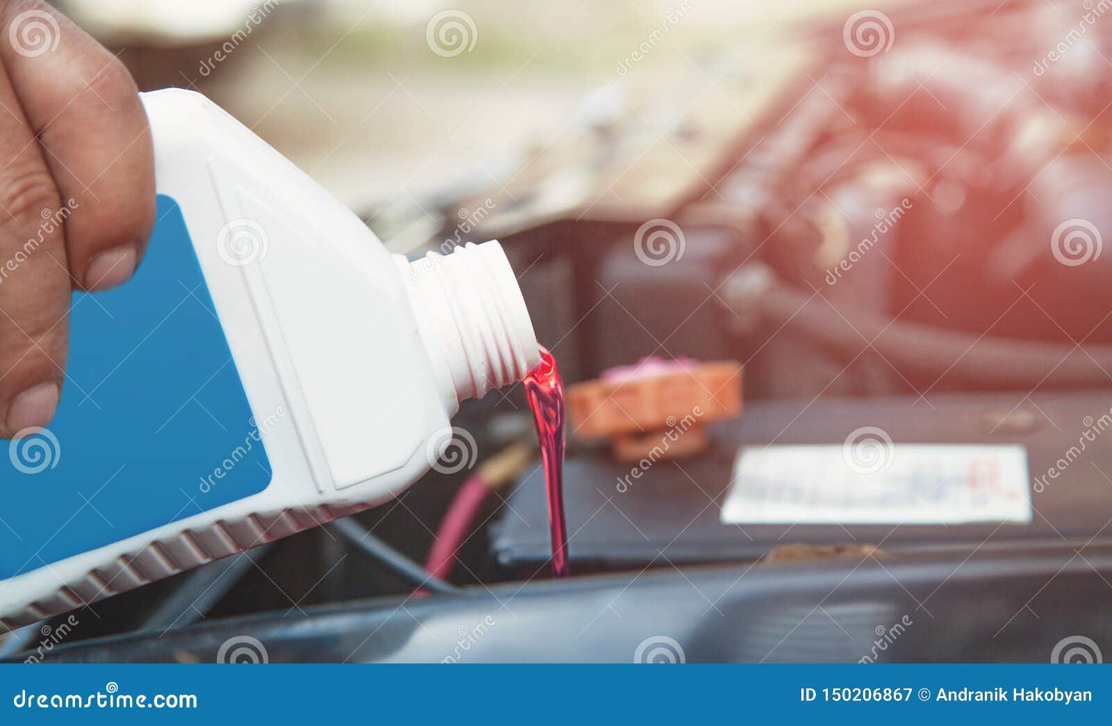 Pouring Motor Oil into the Engine Stock Image - Image of repair, motor ...