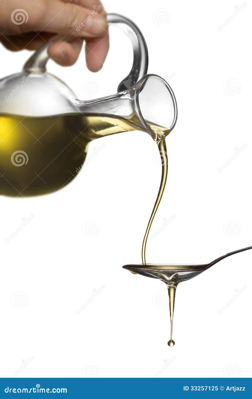 Pouring Oil from Jar on Spoon Stock Image - Image of antioxidant, hand ...