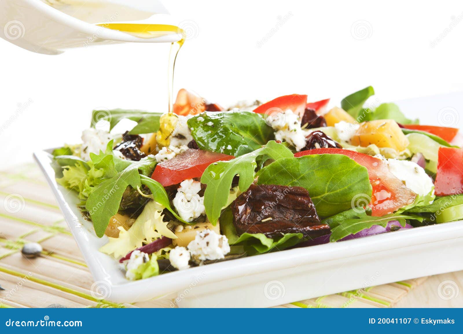 Pouring Olive Oil on Fresh Salad. Stock Image - Image of fresh ... Pouring Olive Oil on Fresh Salad. Stock Image - Image of fresh ...