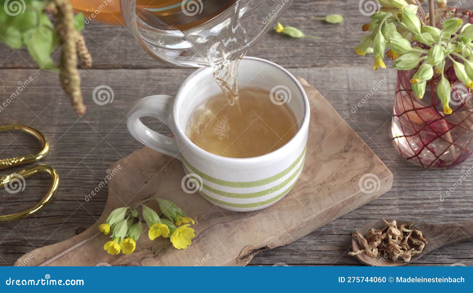 Pouring Primula Tea into a Cup. Medicinal Plant Stock Footage - Video ...
