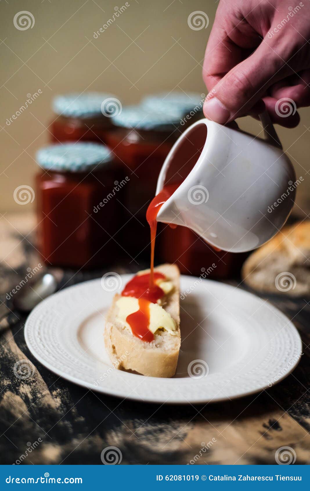 Pouring Rose Hip Jam on Bread Stock Image - Image of poured, berry ...