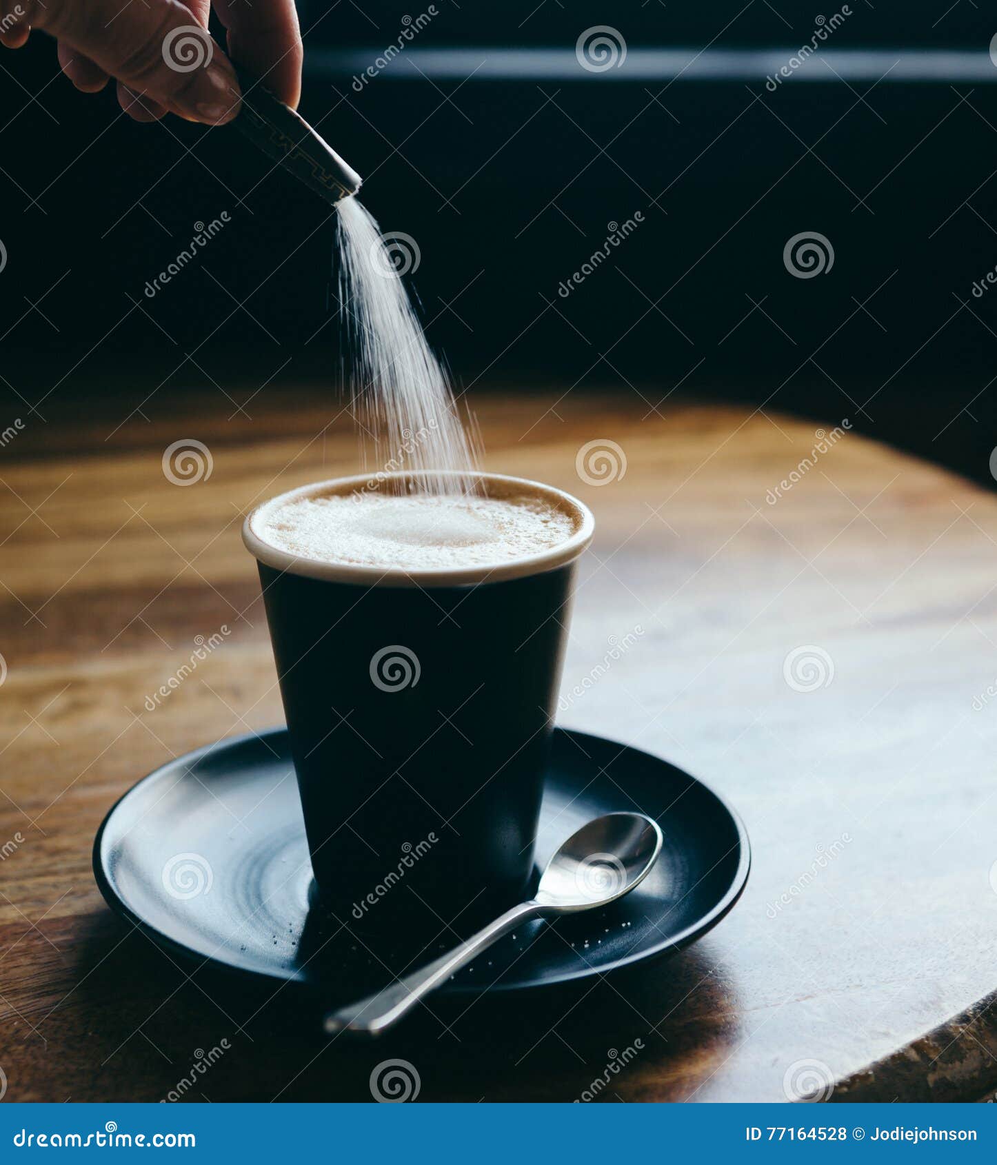 Pouring a Sachet of Sugar into a Cafe Latte Stock Photo - Image of ...