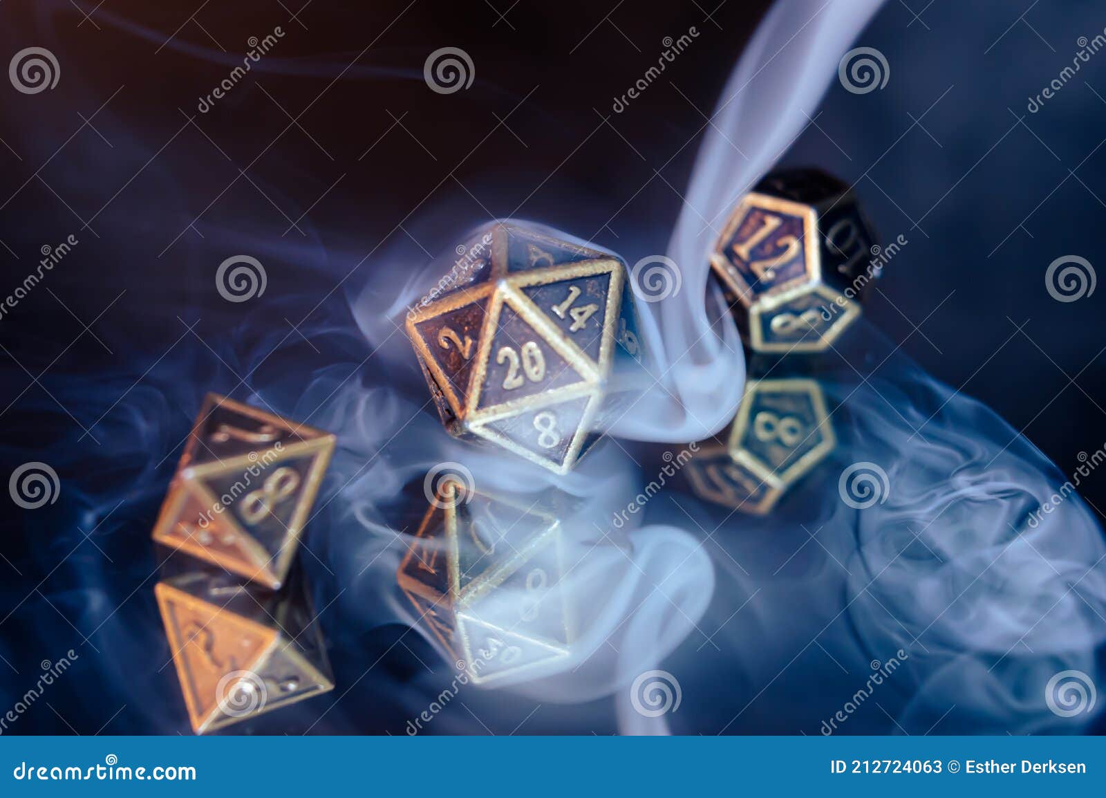 Pouring Smoke into a Bronze D20 Stock Image - Image of mirror, copy ...