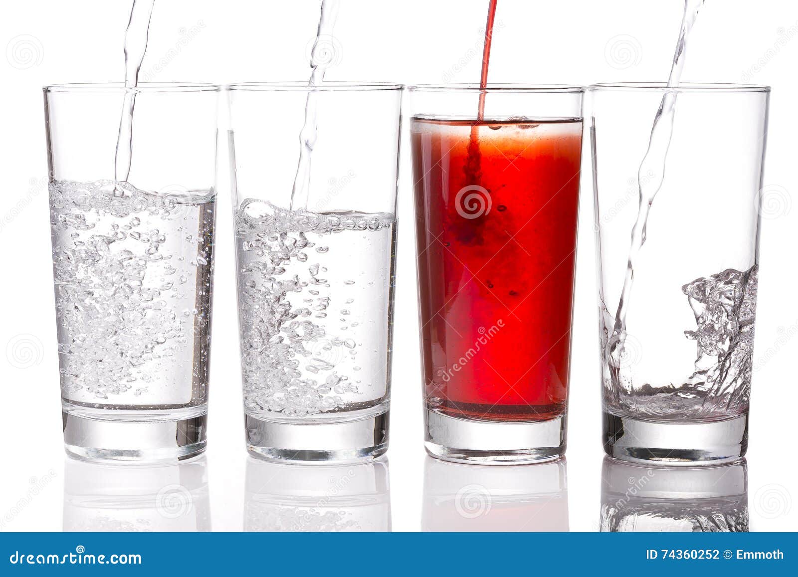 Pouring Squash and Water into Glasses with a Black Background. Stock ...