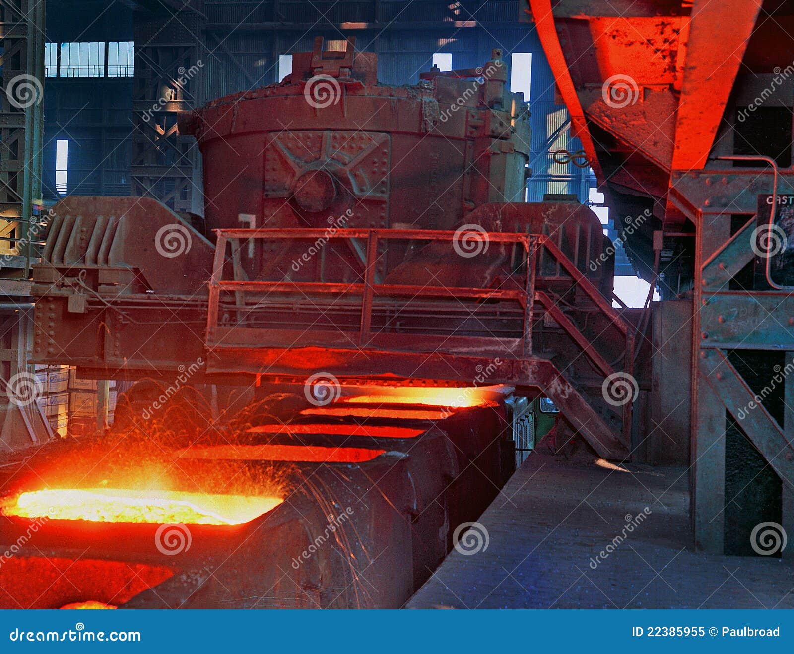 Pouring Steel into Ingot Moulds. Stock Image - Image of steel ...
