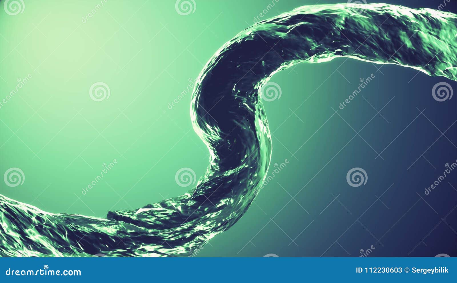 Pouring Surreal Curved Water Column Stream Digital Simulation Seamless ...