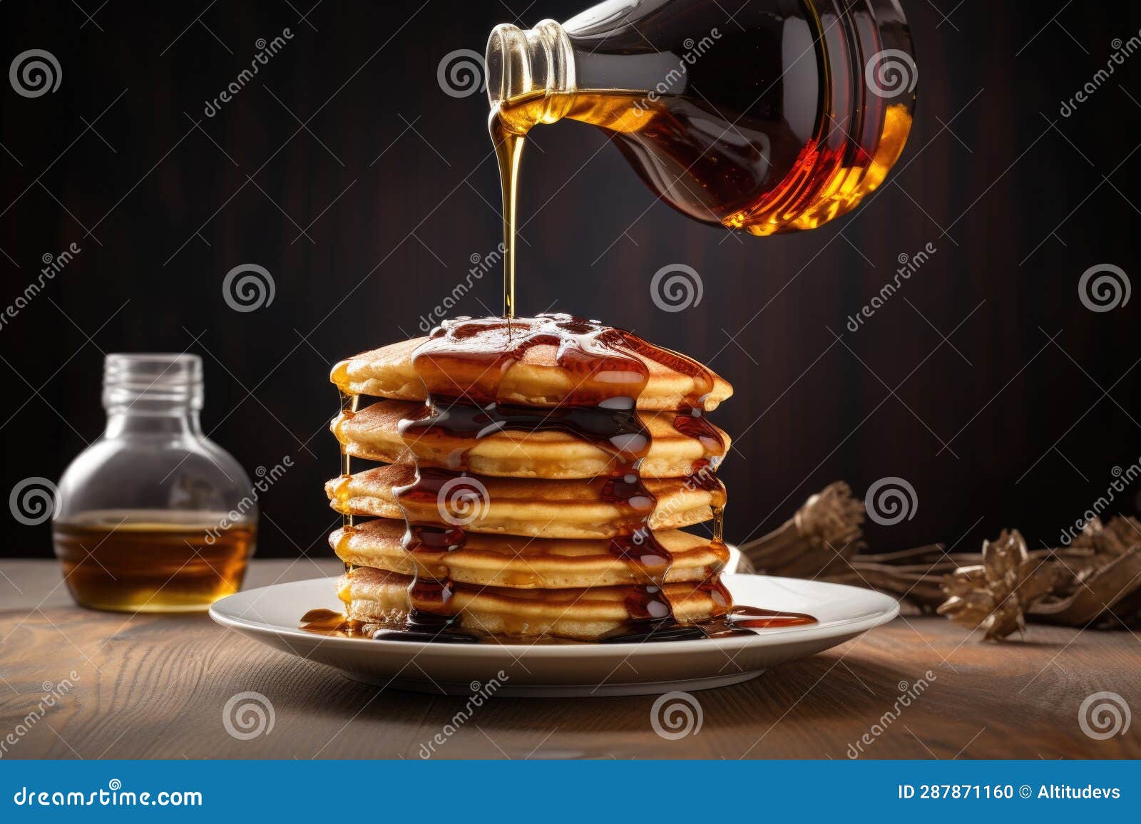 Pouring Syrup Over a Stack of Pancakes Stock Photo - Image of syrup ...