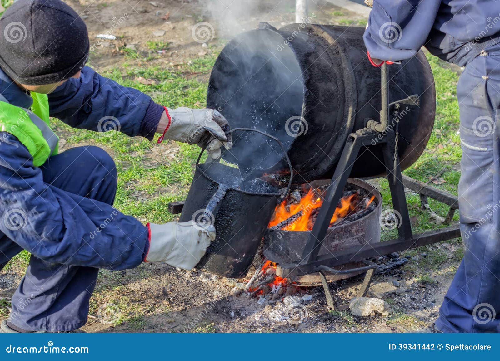 Pouring Tar from the Melting Device 3 Stock Photo - Image of coating ...
