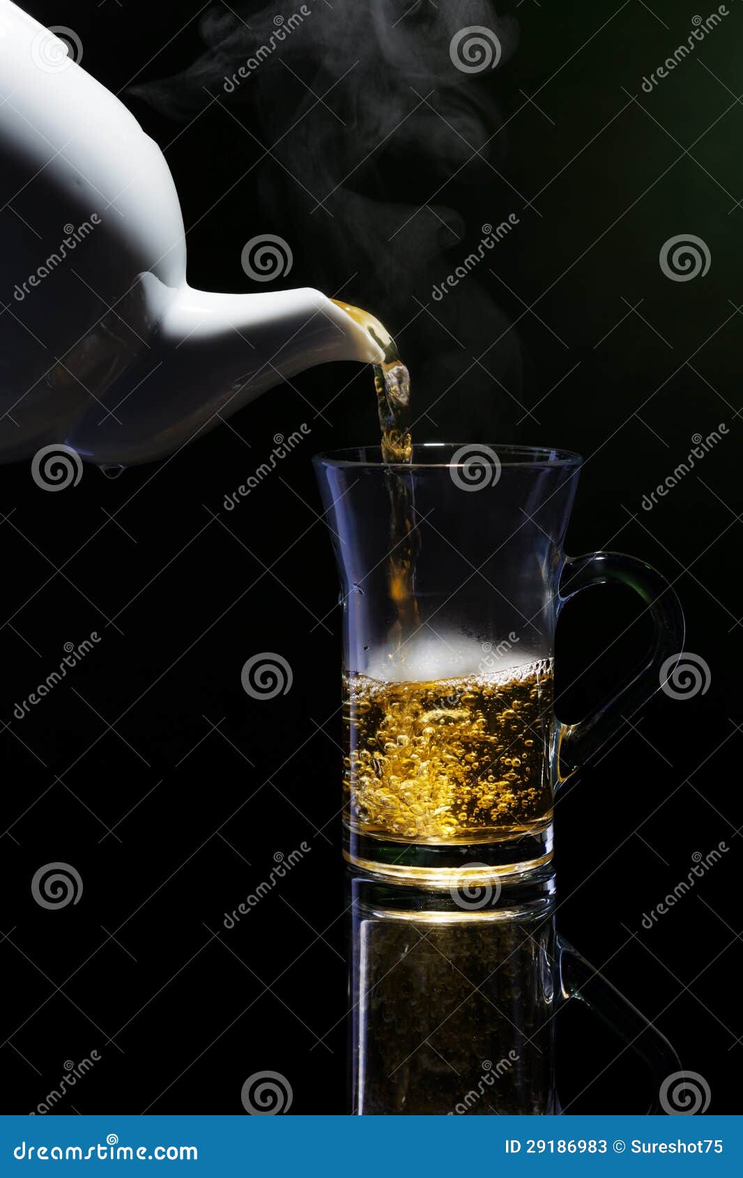 Pouring Tasty Steaming Hot Tea Stock Image - Image of beverages, green ...