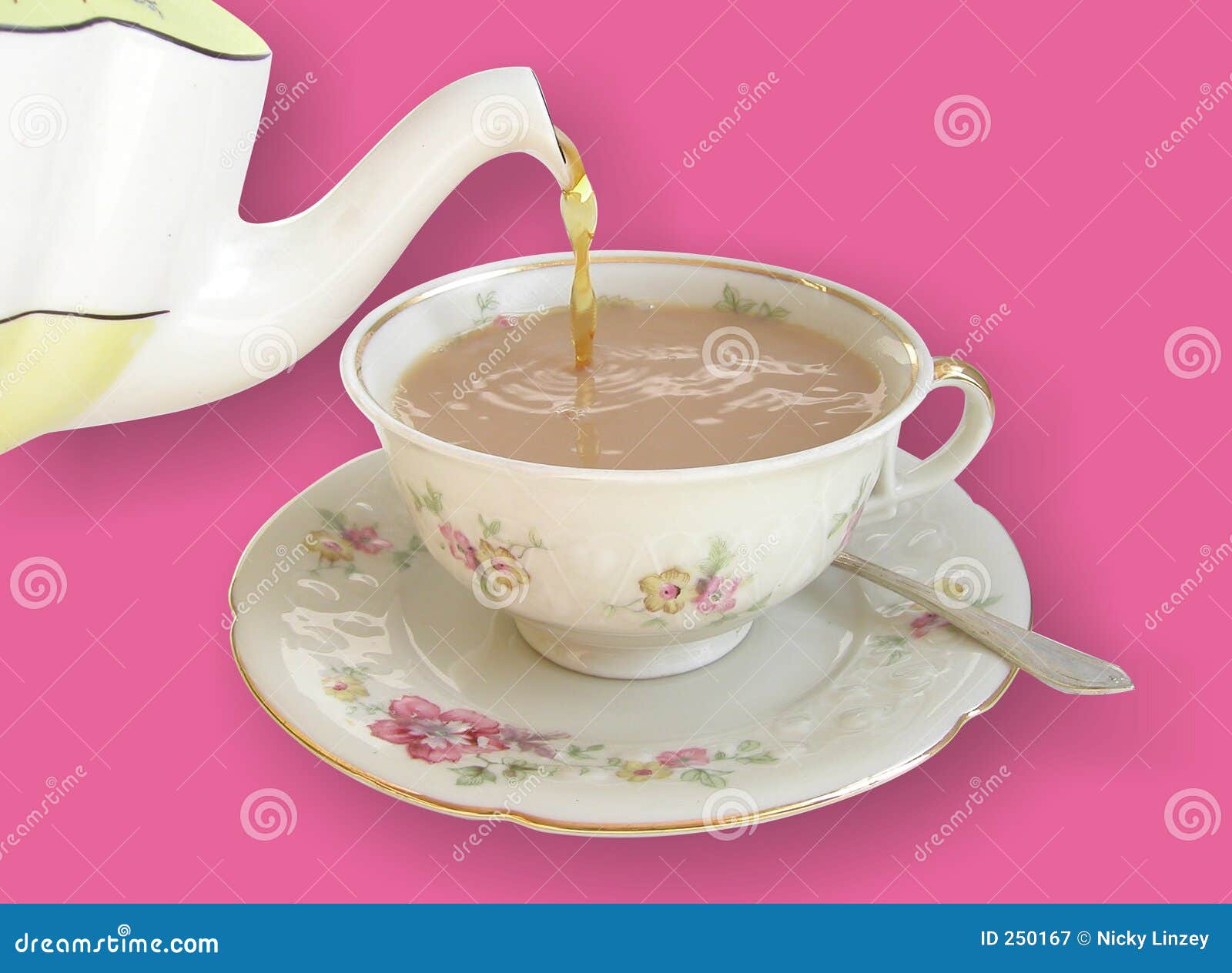 Pouring tea stock image. Image of teacup, breakfast, saucers - 250167