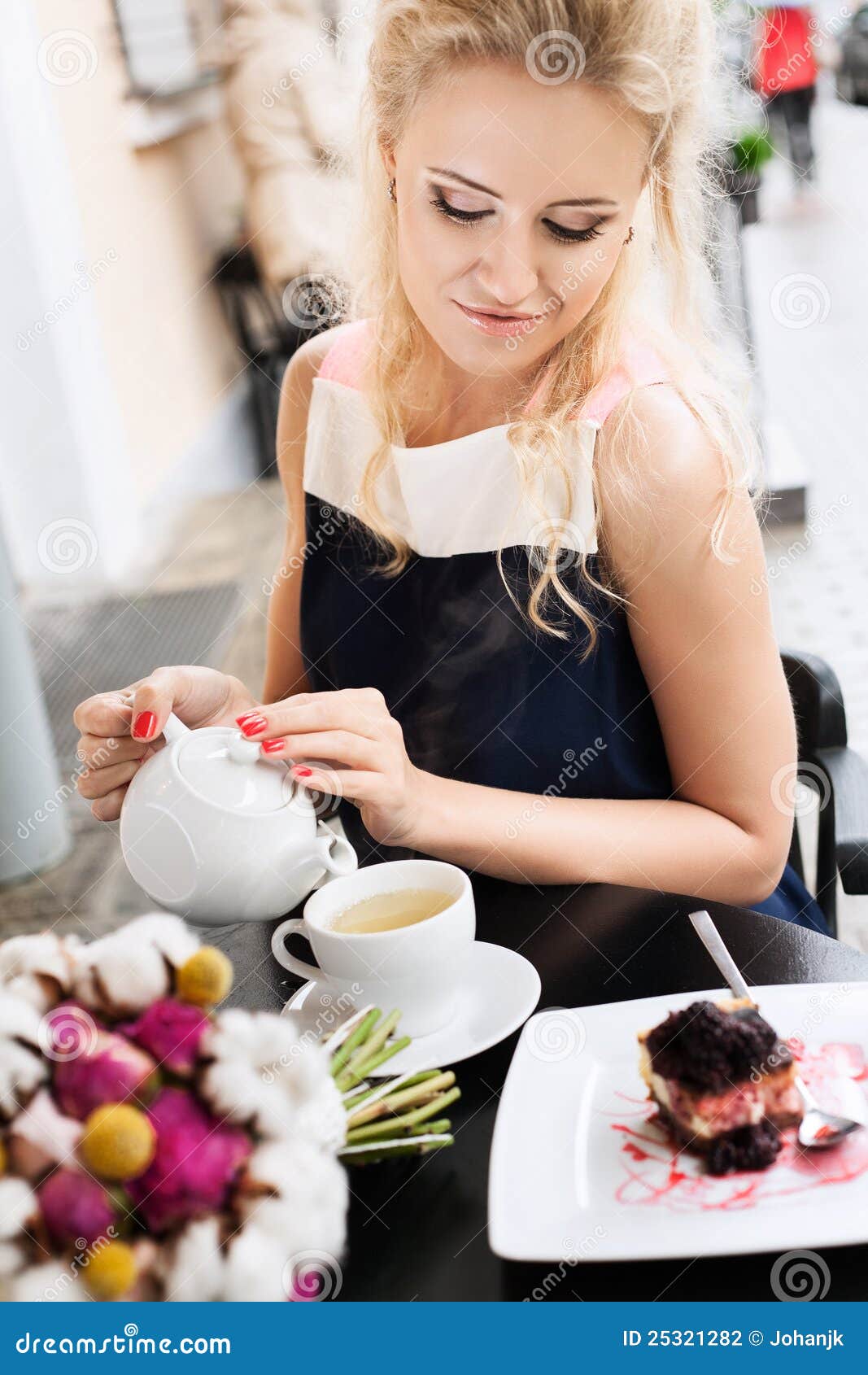 Pouring tea stock photo. Image of cafe, portrait, girl - 25321282