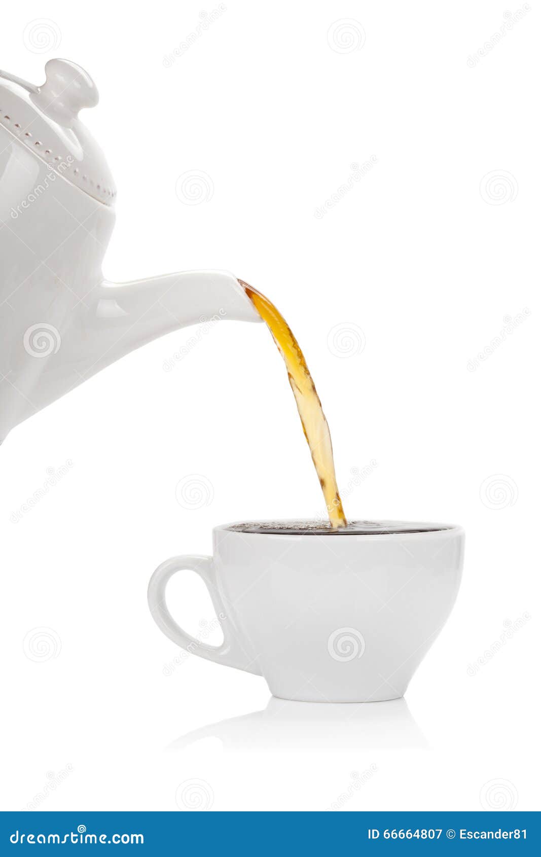 Pouring Tea into a Cup Isolated on White Stock Image - Image of ...