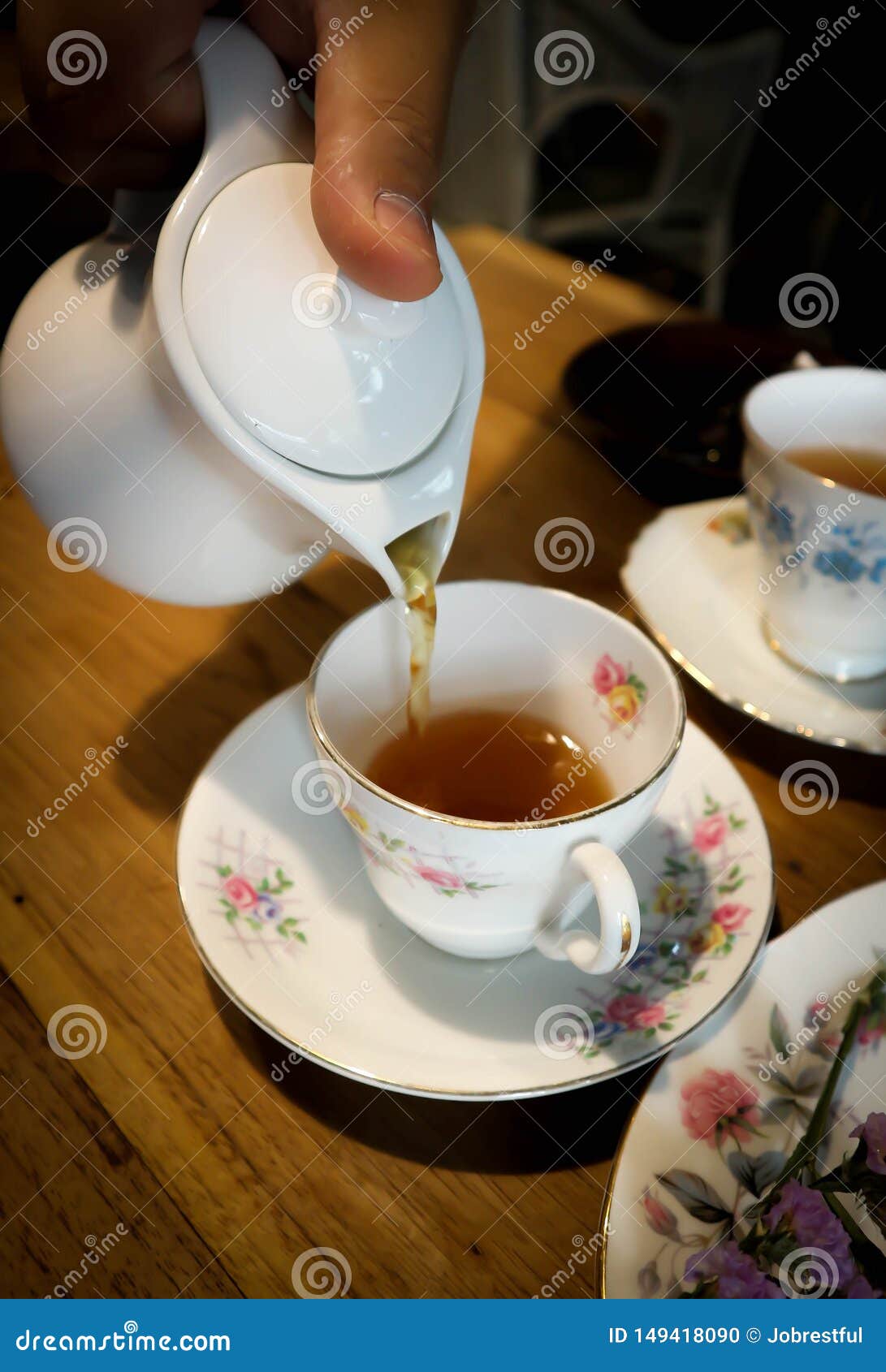 Pour Tea, Tea or a Cup of Tea Stock Photo - Image of slip, served ...