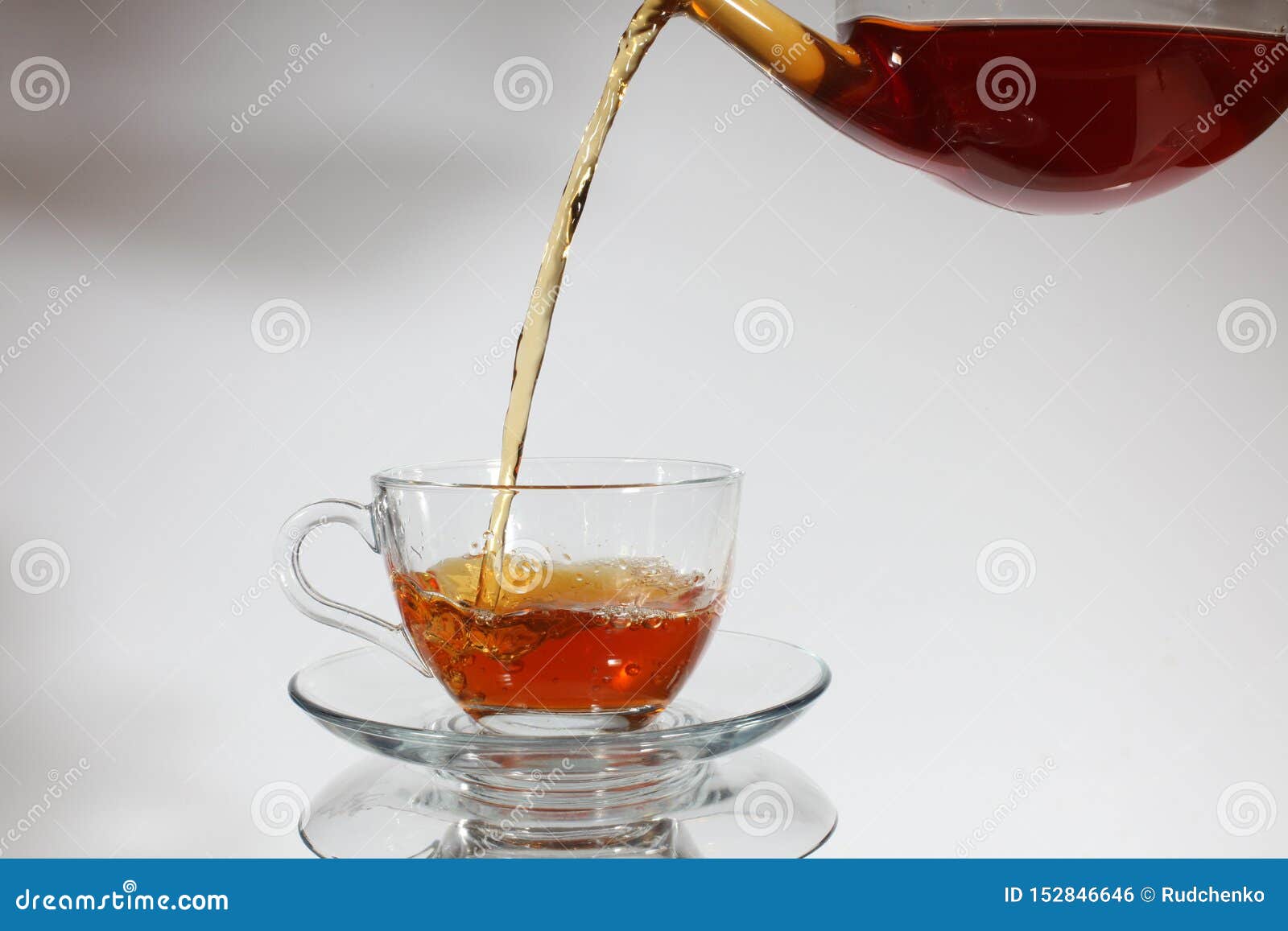 Pouring tea to a teacup stock photo. Image of transparent - 152846646