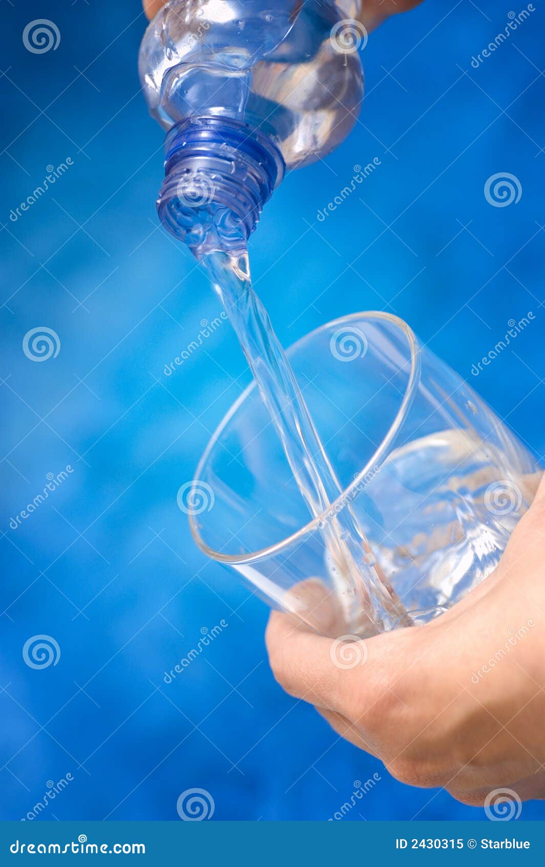 Pouring water stock image. Image of hand, bottle, drink - 2430315