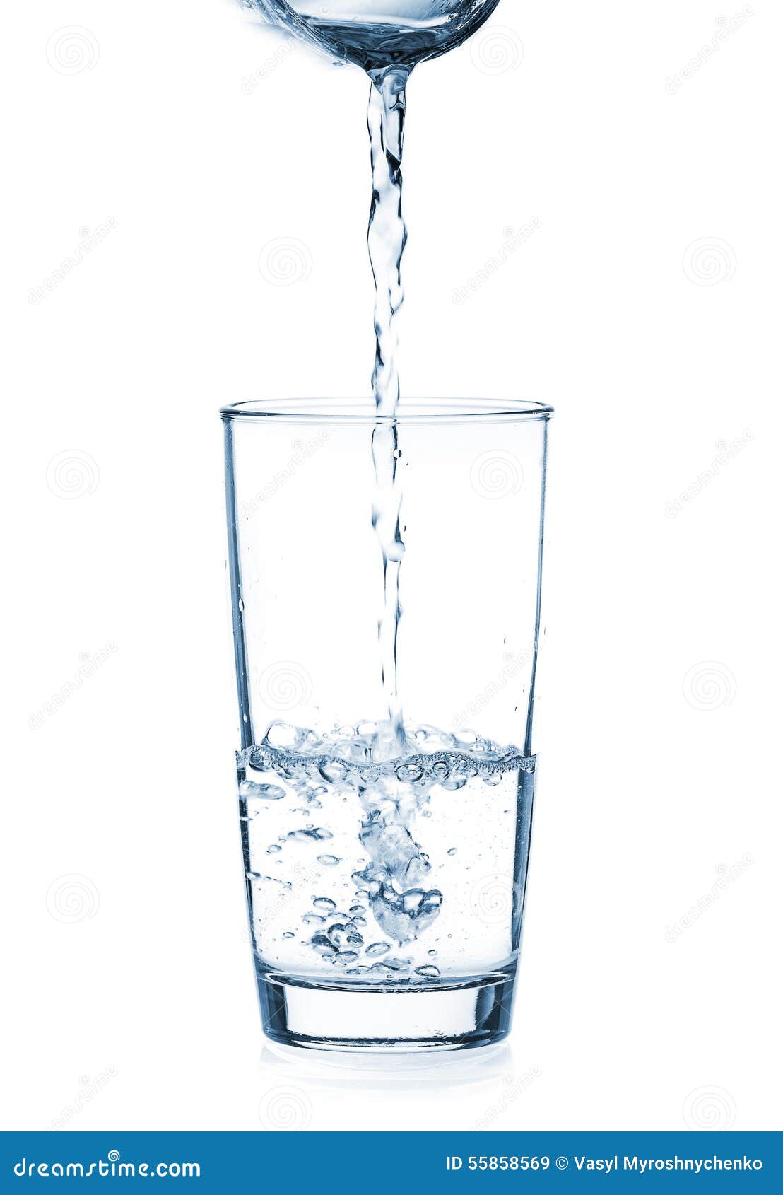 Pouring Water from Glass Pitcher. White Background Stock Image - Image ...