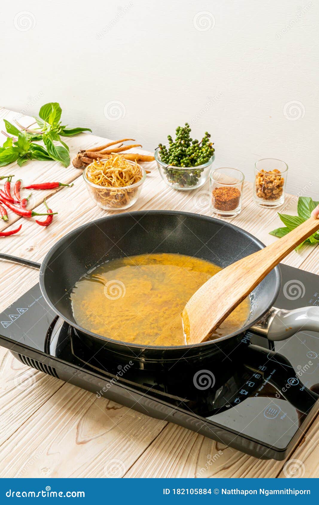 Pouring Water and Sauce on Pan Stock Photo - Image of preparation ...