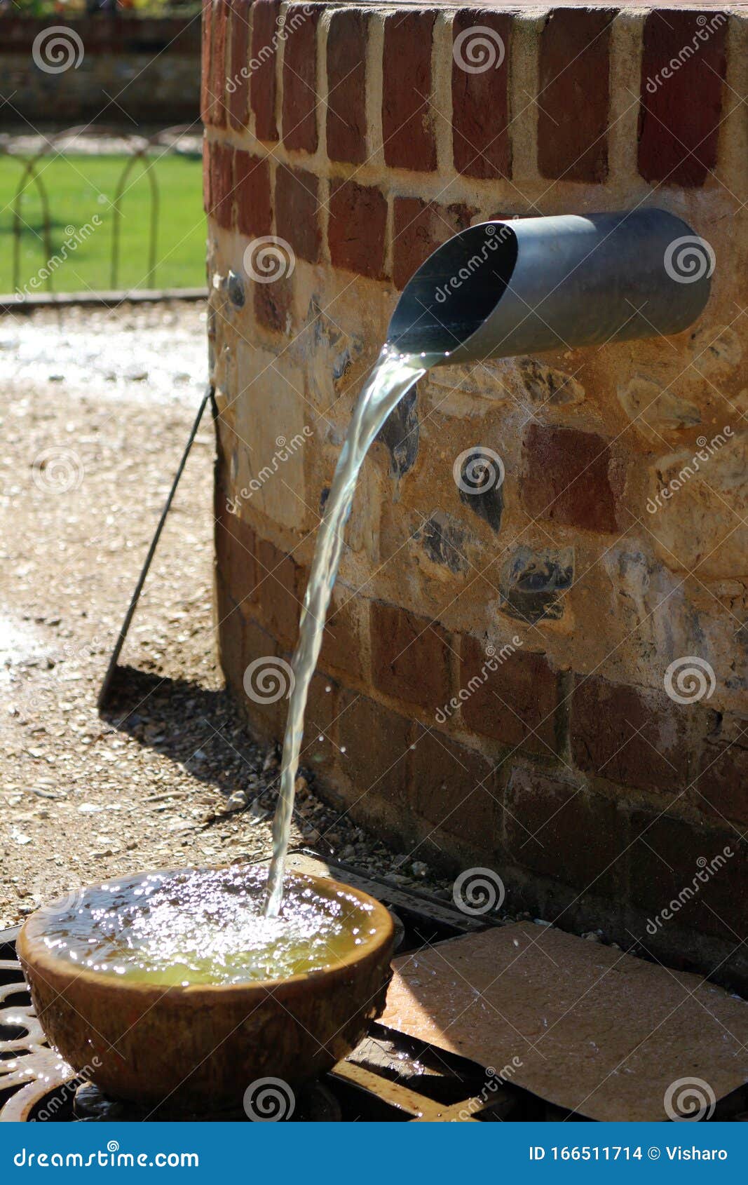 Pouring Water stock photo. Image of barrel, garden, concrete - 166511714