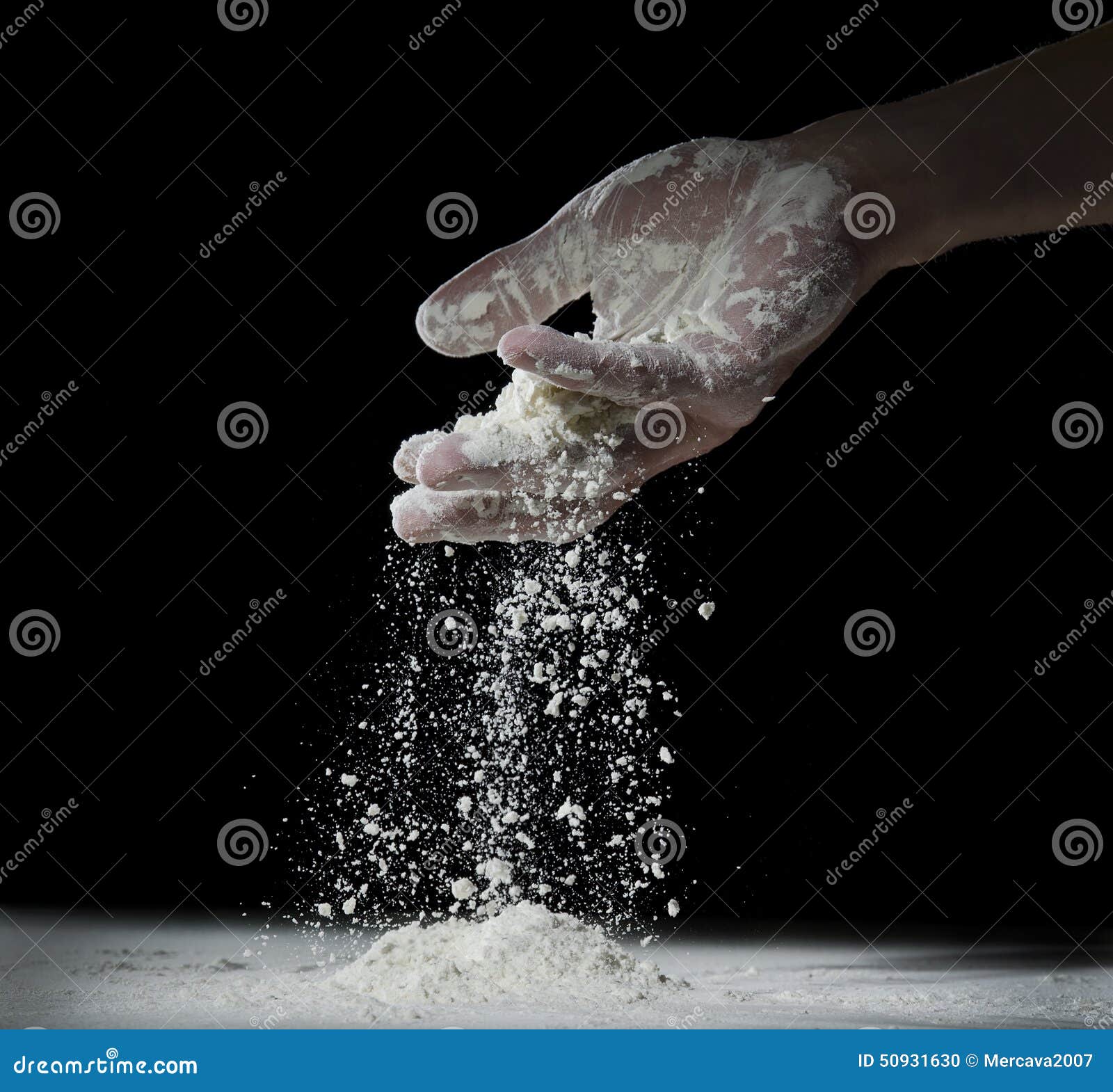 Pours the flour. stock photo. Image of pouring, baking - 50931630