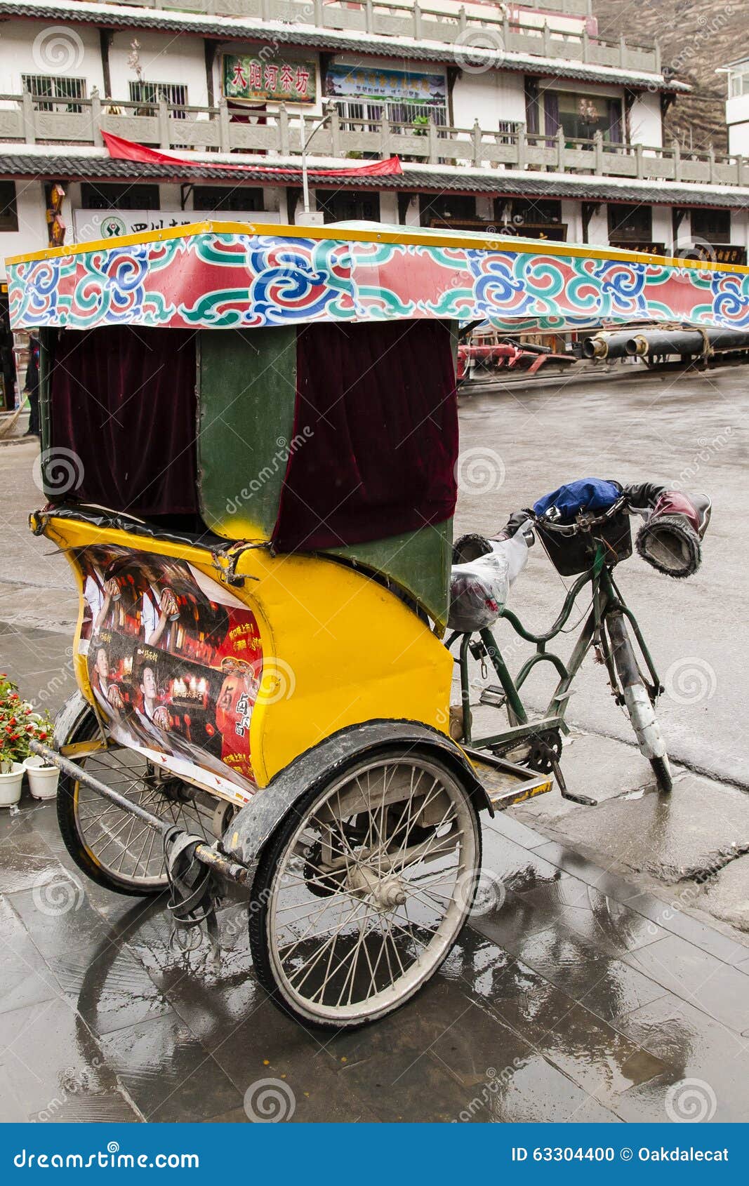 Pousse-pousse De Cycle Chinois Fleuri Image éditorial - Image du ...