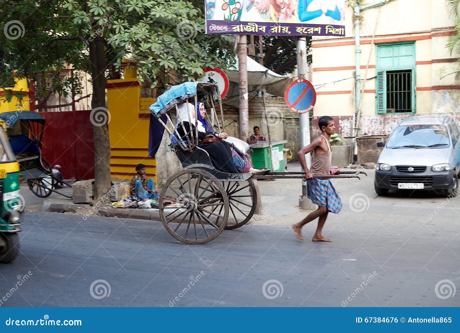 Pousse-pousse Tiré, Kolkata, Inde Photo éditorial - Image du ville ...