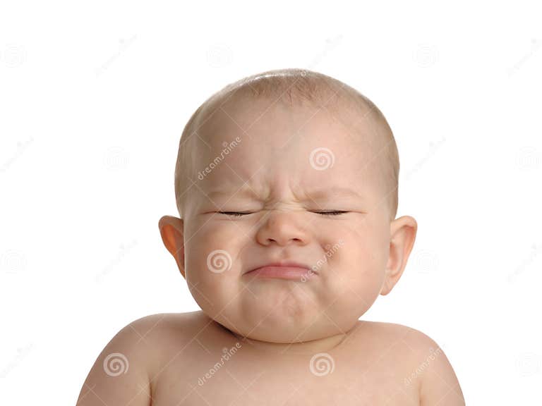 Pouting Baby Isolated on White Stock Photo - Image of frown, emotion ...