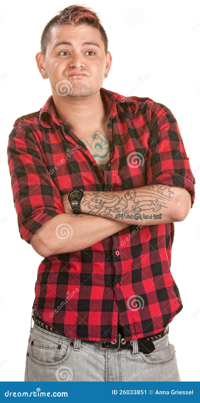 Pouting Man with Folded Arms Stock Image - Image of dyed, brat: 26033851