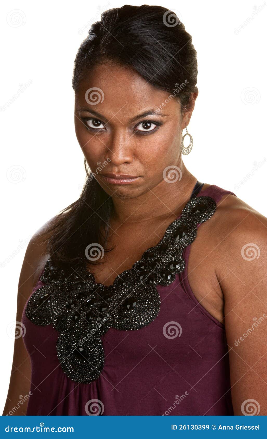 Pouting Woman on White Background Stock Image - Image of female ...