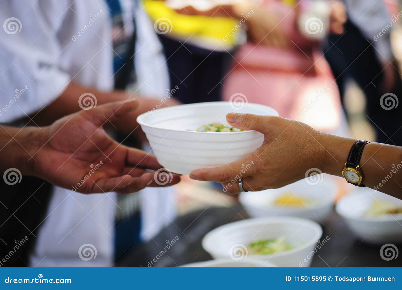 Poverty Concept Feeding Food for Beggar Stock Image - Image of people ...