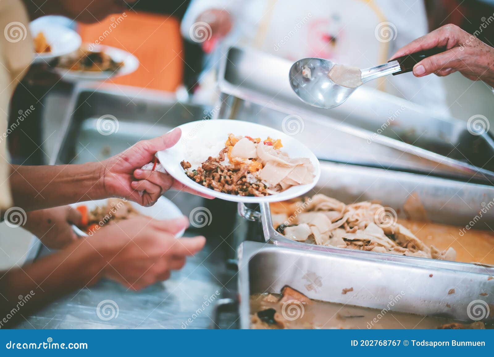 Poverty Concept : Feeding Food To the Poor Stock Image - Image of lunch ...