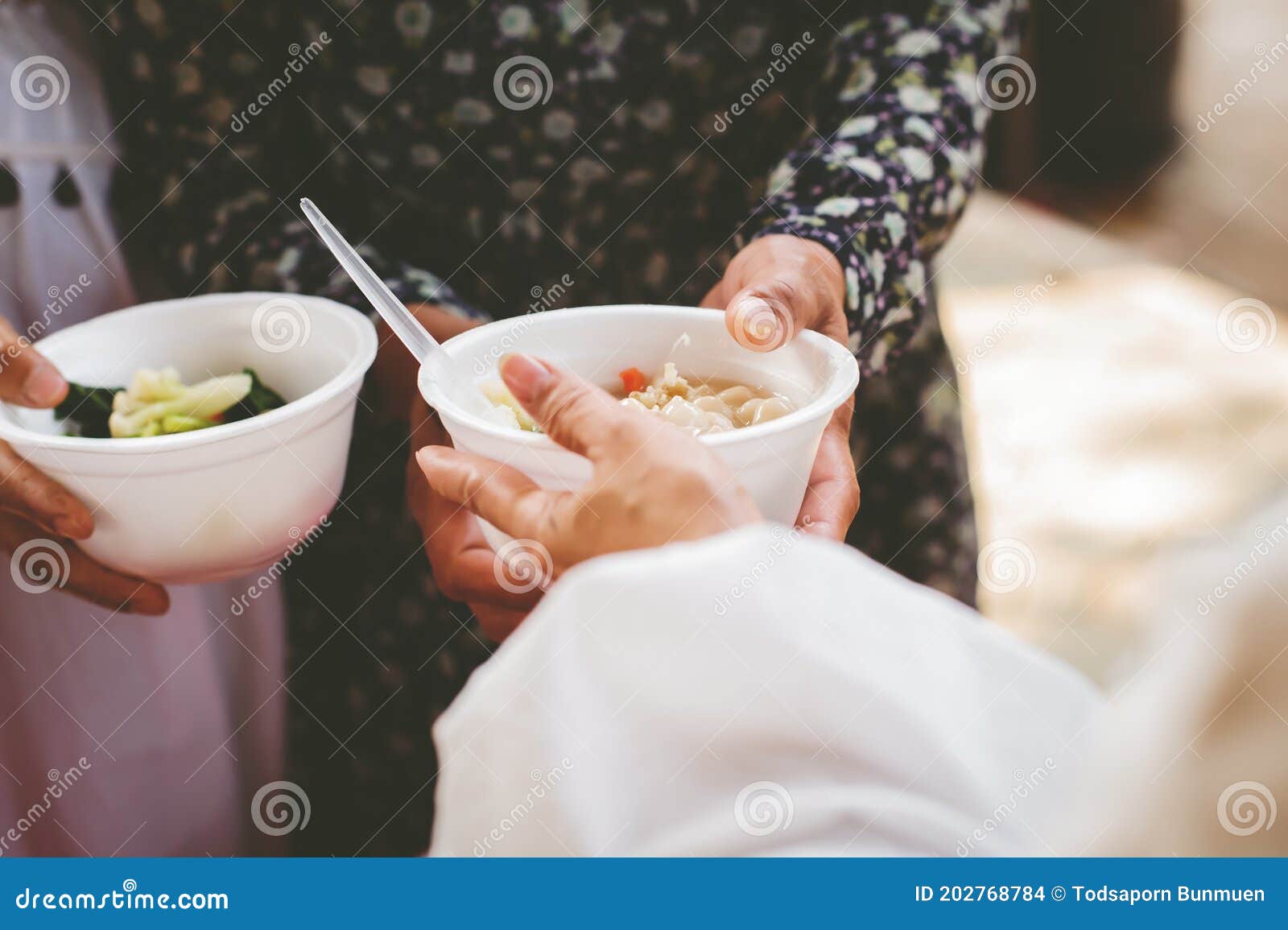 Poverty Concept : Feeding Food To the Poor Stock Photo - Image of ...