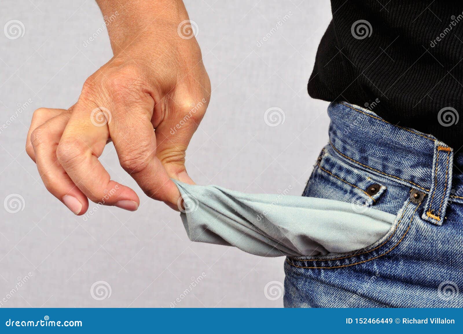 The Empty Jeans Pocket in Close-up Stock Image - Image of showing ...