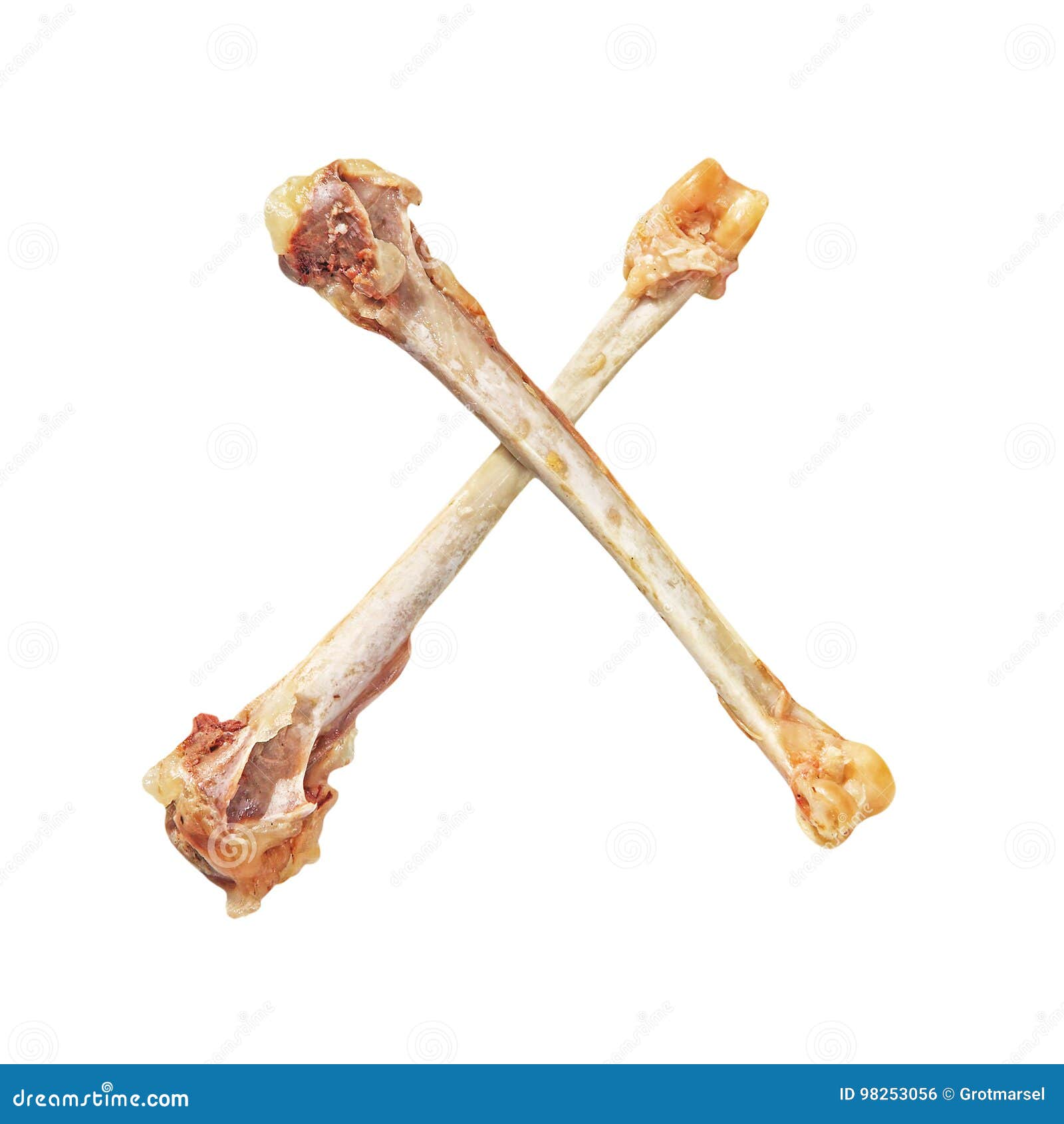 Poverty Concept.Two Crossed Chicken Bones Isolated on White. Stock ...