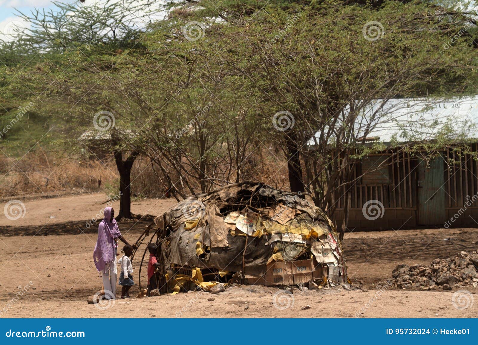 Poverty and Huts of Samburu in Kenya Editorial Stock Image - Image of ...