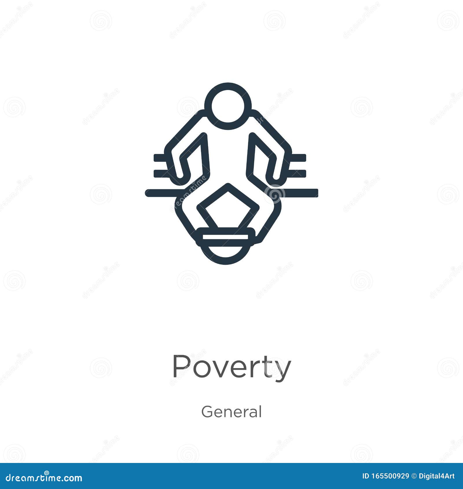 Poverty Icon. Thin Linear Poverty Outline Icon Isolated on White ...