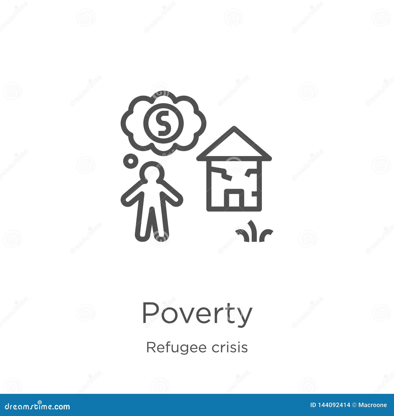 Poverty Icon Vector from Refugee Crisis Collection. Thin Line Poverty ...