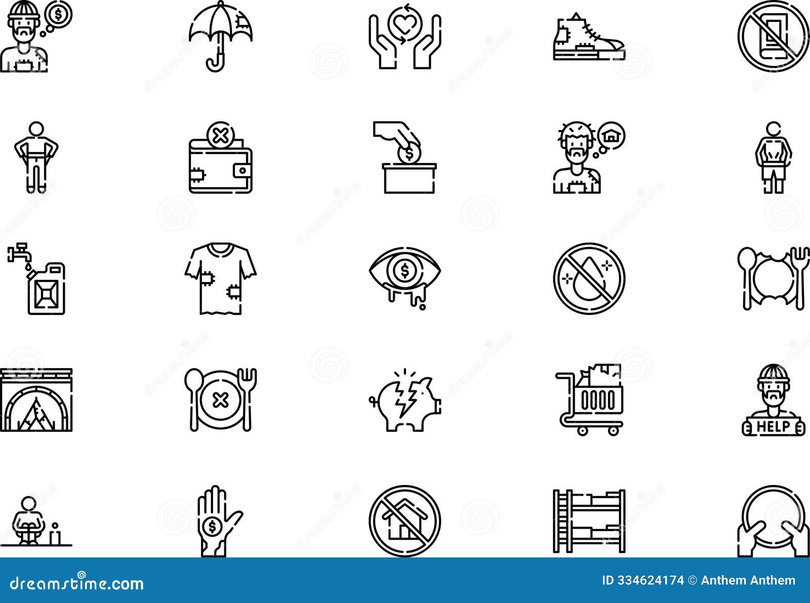 Poverty Icons Collection is a Vector Illustration with Editable Stroke ...