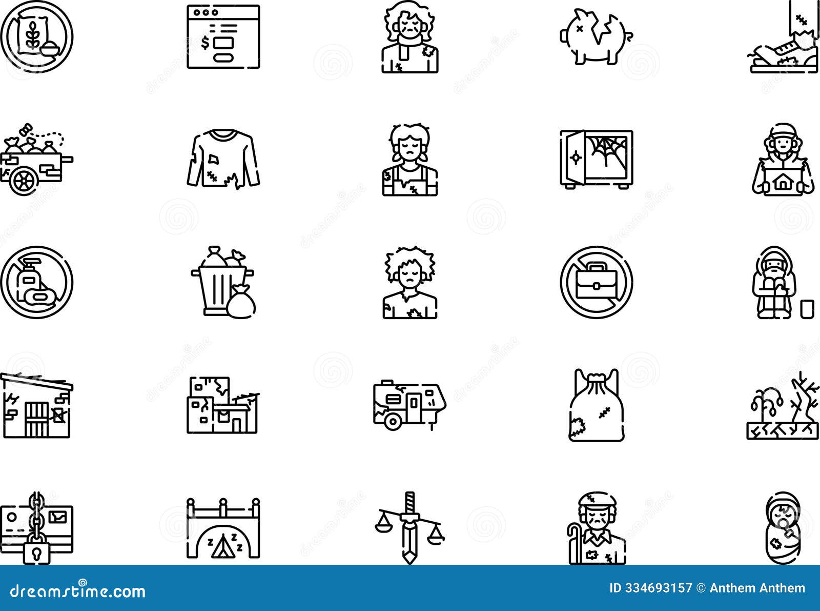 Poverty Icons Collection is a Vector Illustration with Editable Stroke ...