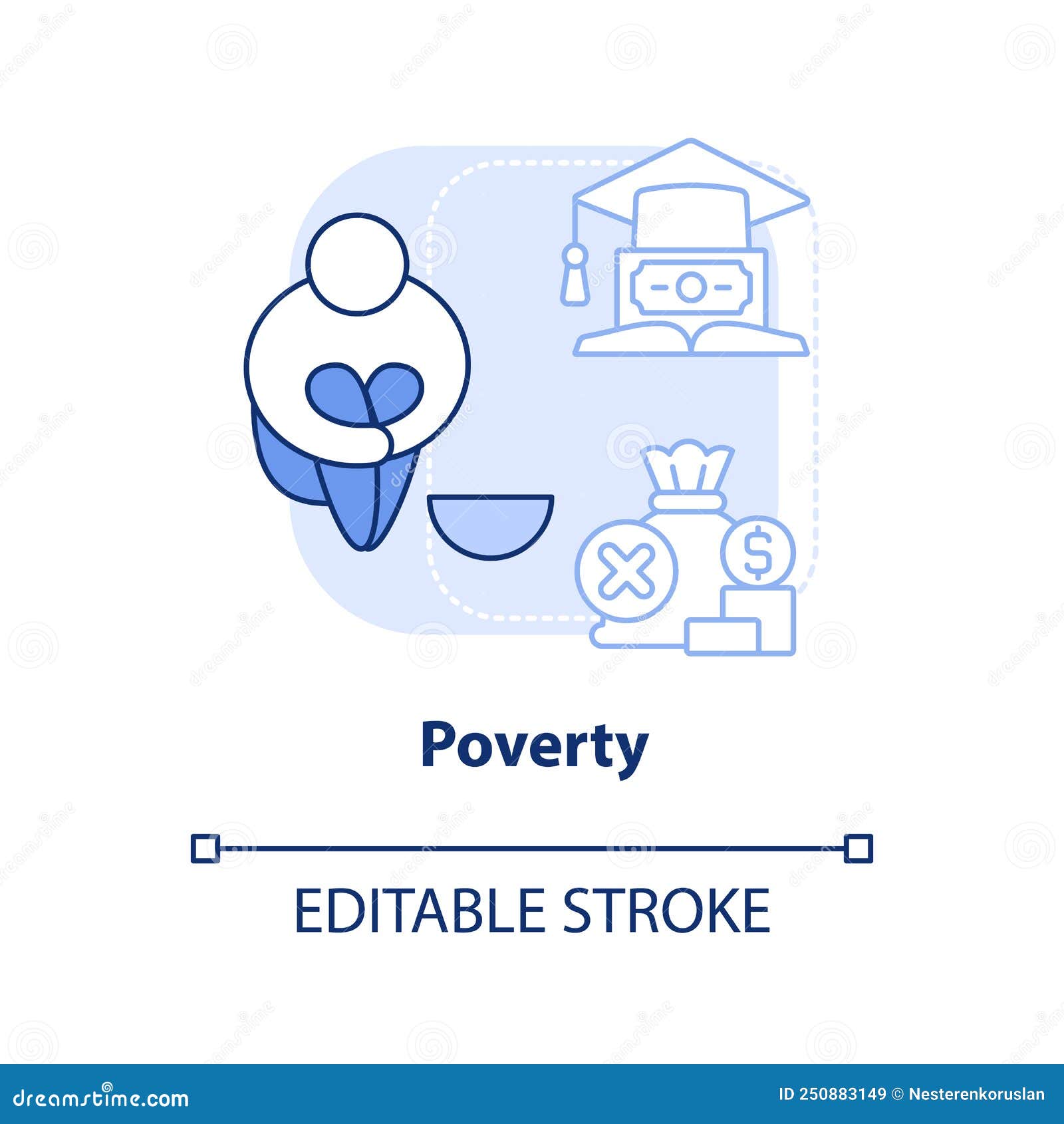Poverty Light Blue Concept Icon Stock Vector - Illustration of school ...