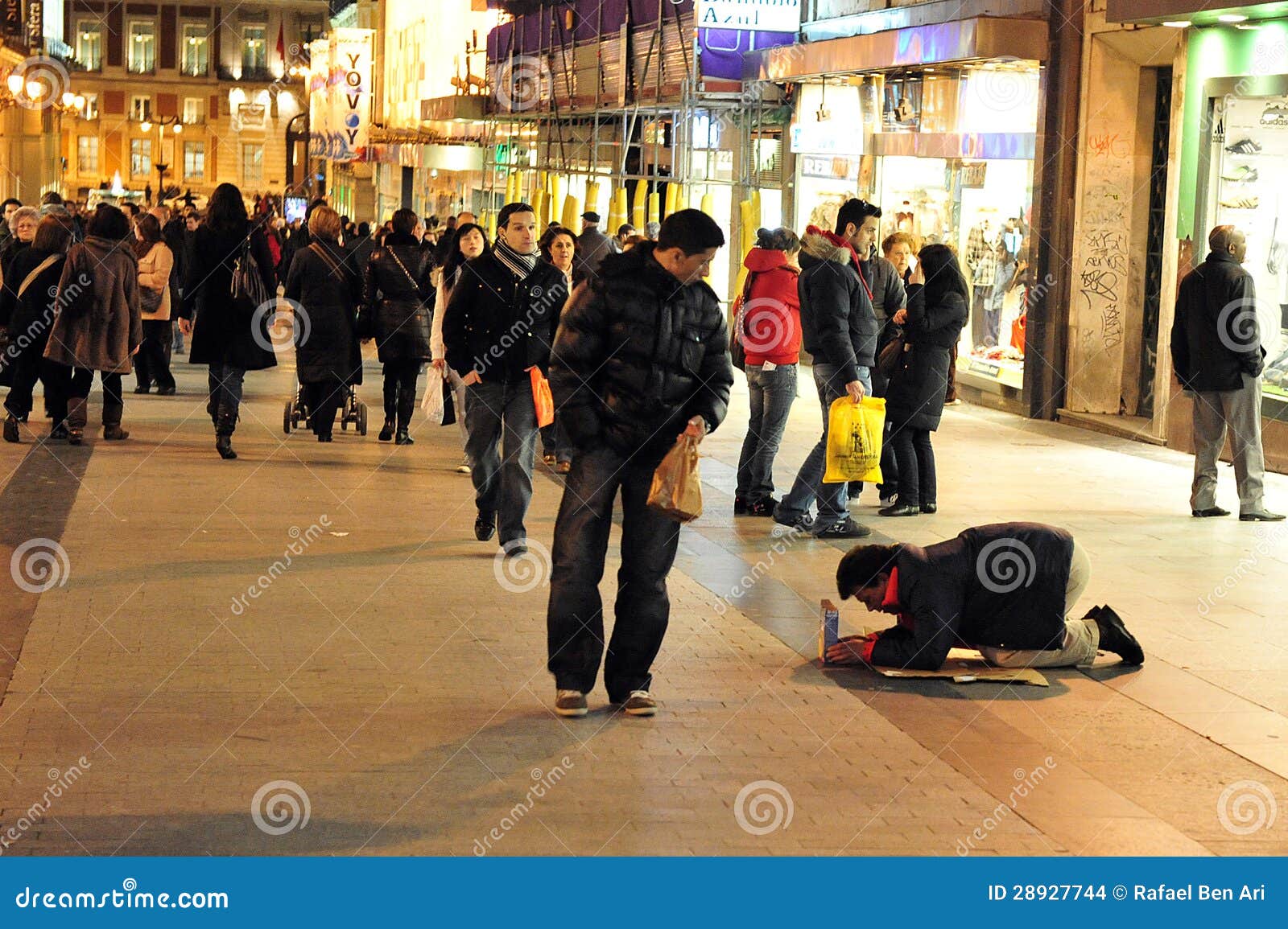 Poverty in Madrid Spain. editorial stock image. Image of faceless ...
