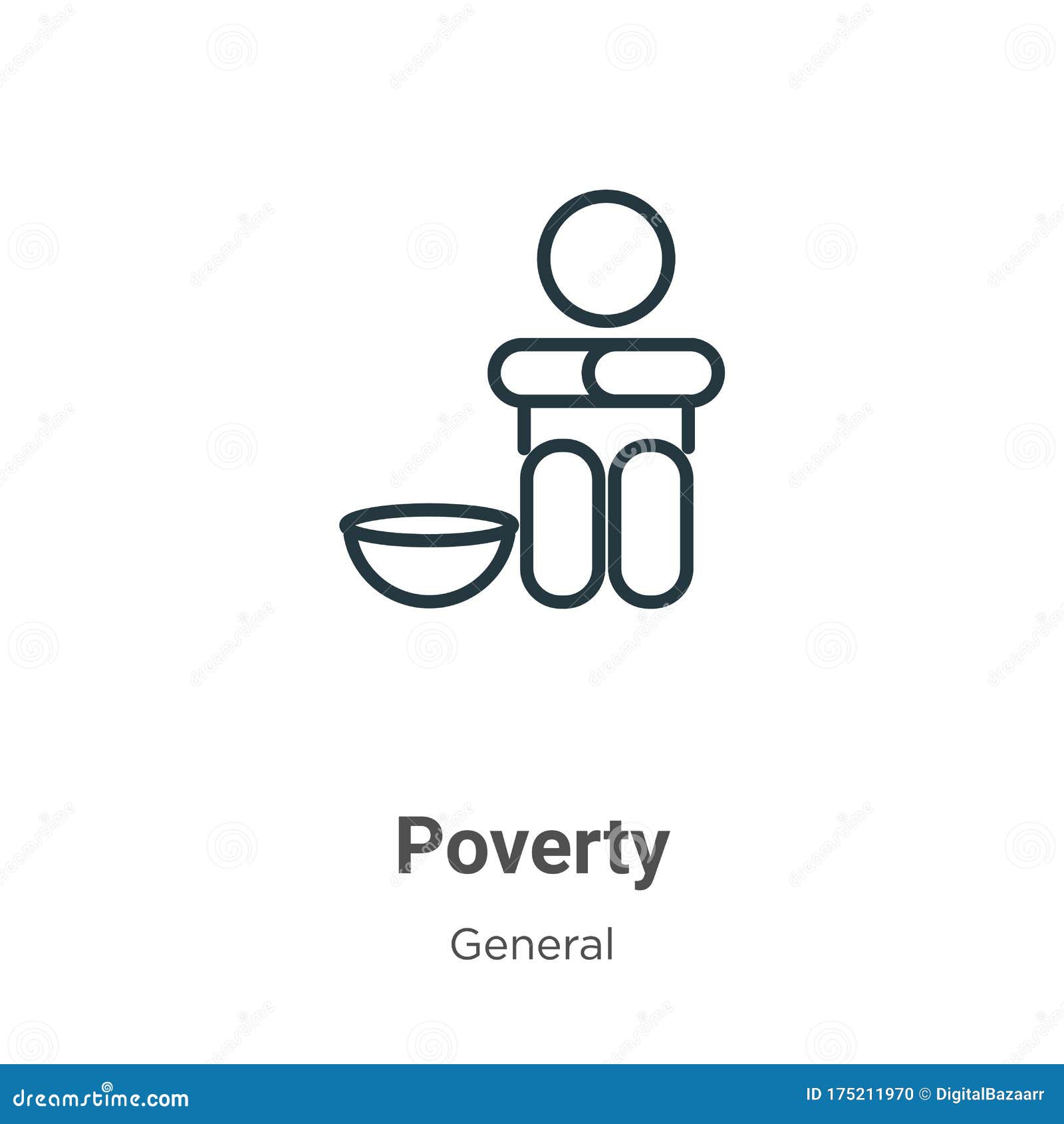 Poverty Outline Vector Icon Thin Line Black Poverty Icon Flat Vector